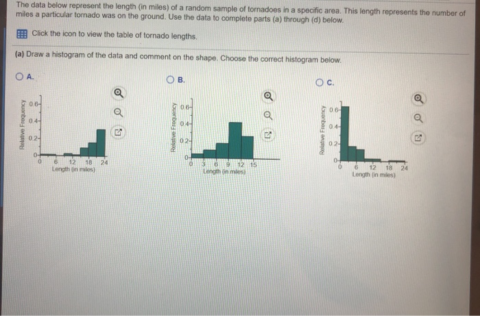 Solved The data below represent the length (in miles) of a | Chegg.com
