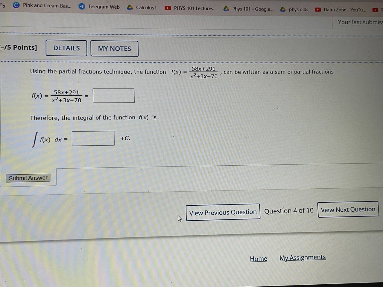 Solved Using the partial fractions technique, the function | Chegg.com