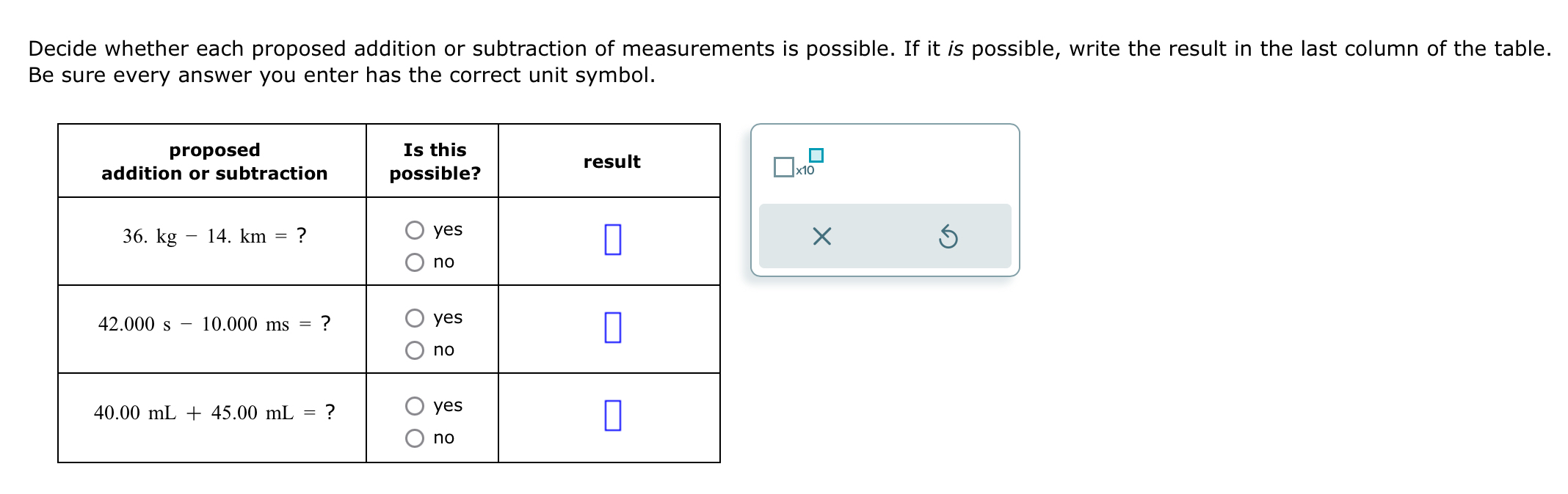 Solved Decide whether each proposed addition or subtraction | Chegg.com