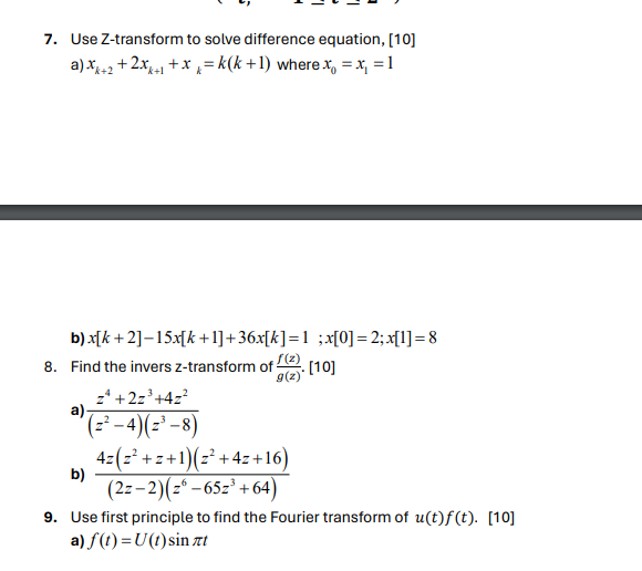 Solved Use Z-transform to solve difference equation, | Chegg.com