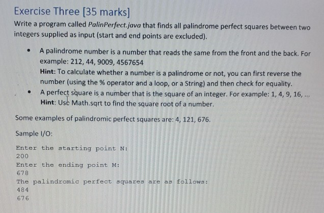 Solved Exercise One [35 marks] Write a program called | Chegg.com