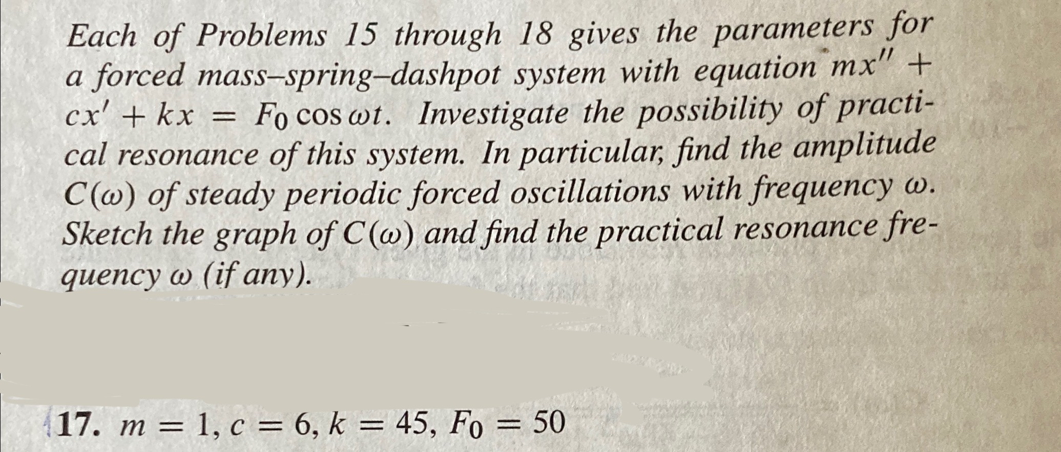 Solved Each of Problems 15 ﻿through 18 ﻿gives the parameters | Chegg.com