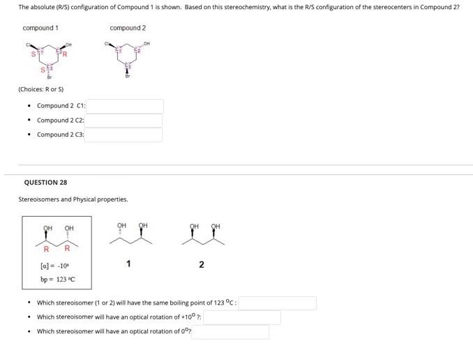 Solved The absolute (R/S) configuration of Compound 1 is | Chegg.com