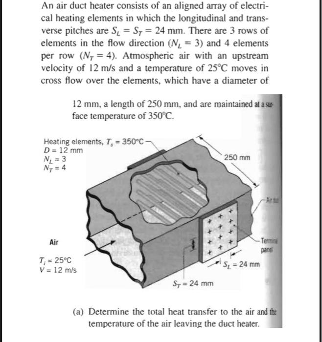Solved An air duct heater consists of an aligned array of | Chegg.com