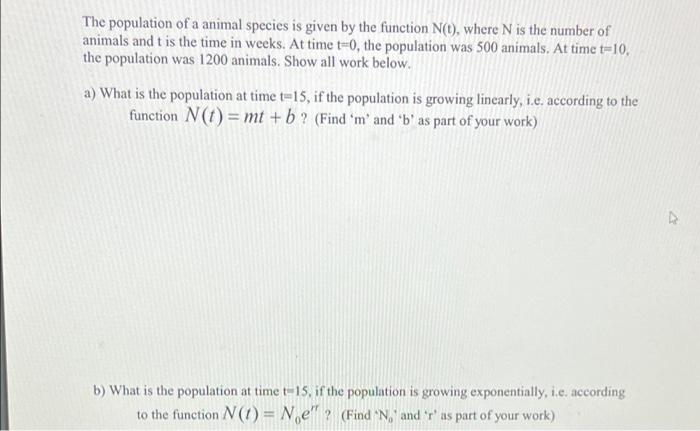 Solved The population of a animal species is given by the | Chegg.com