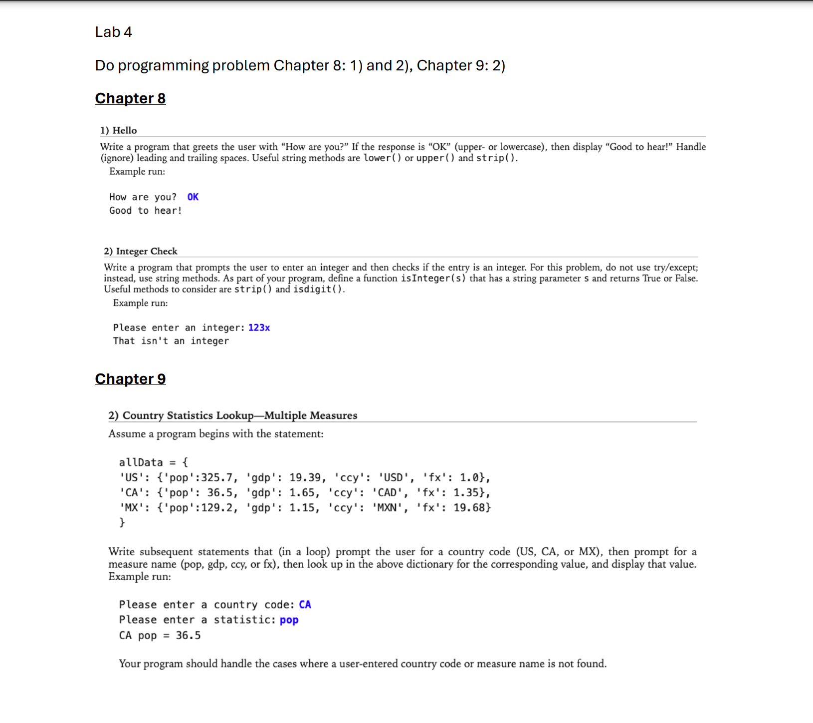 Solved Do programming problem Chapter 8: 1) ﻿and 2), | Chegg.com