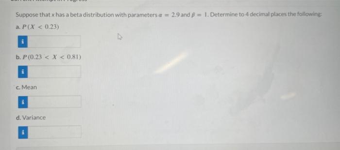 Solved Suppose that x has a beta distribution with | Chegg.com