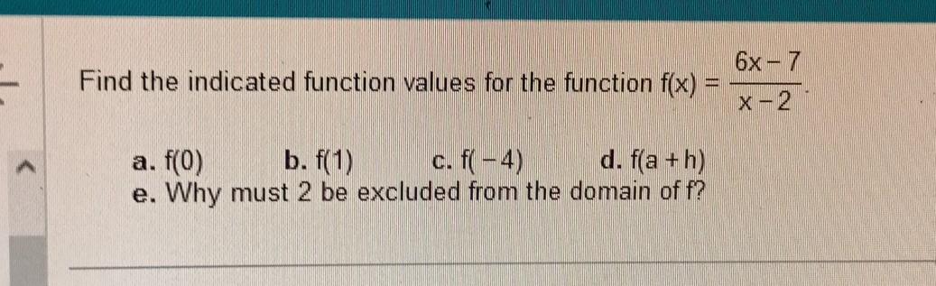 Solved Find the indicated function values for the function | Chegg.com