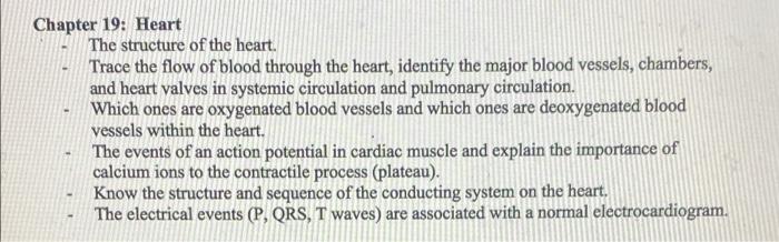 Solved Chapter 19: Heart The structure of the heart. Trace | Chegg.com