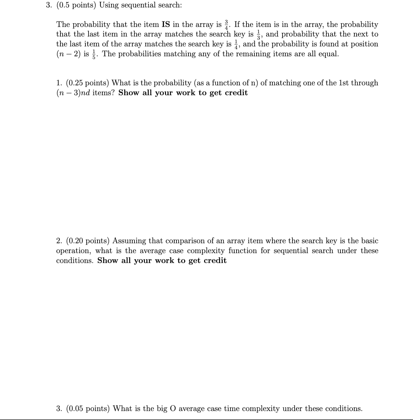 Solved (0.5 ﻿points) ﻿Using sequential search:The | Chegg.com