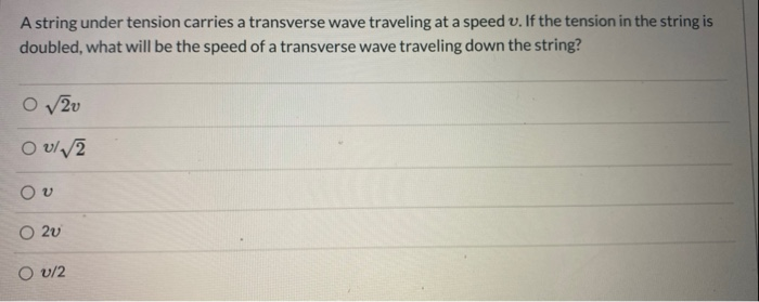 Solved A string under tension carries a transverse wave | Chegg.com