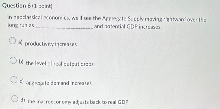 Solved In neoclassical economics, we'll see the Aggregate | Chegg.com