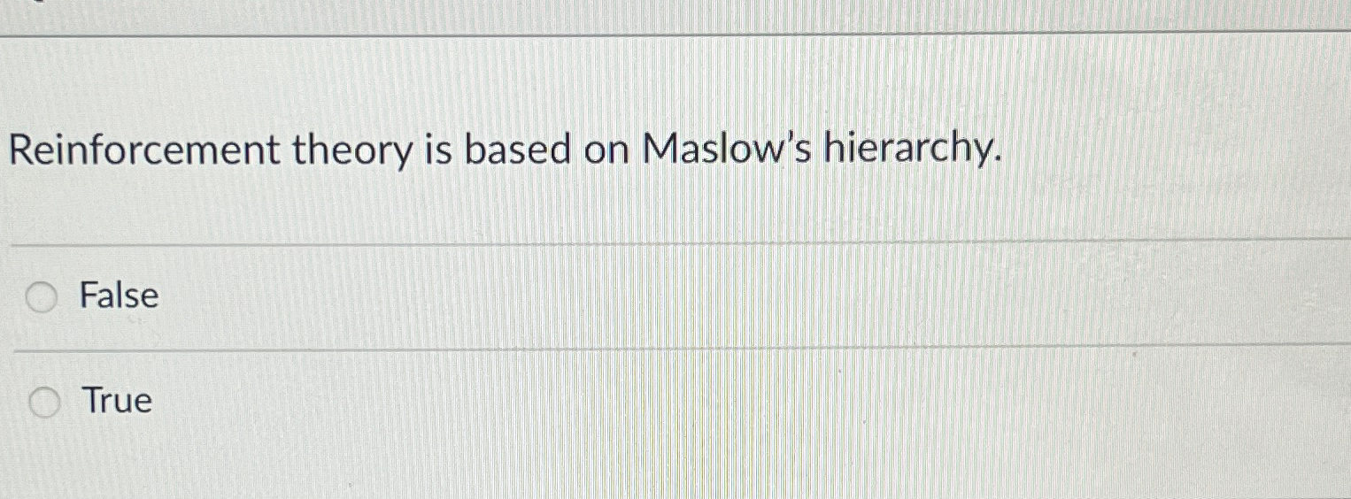 Solved Reinforcement theory is based on Maslow's | Chegg.com