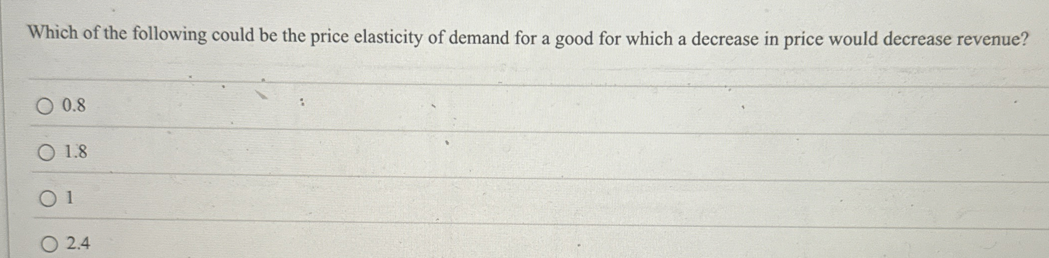 Solved Which of the following could be the price elasticity | Chegg.com