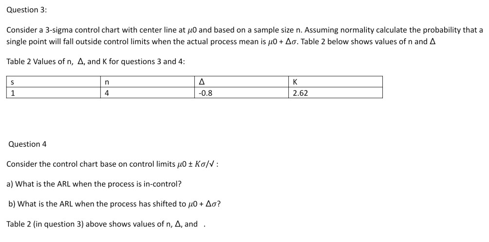 Solved Question 3: Consider a 3-sigma control chart with | Chegg.com