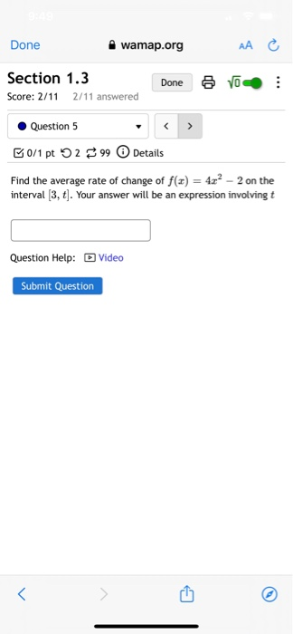 Solved Done wamap.org AA с Section 1.3 Score: 2/11 2/11 | Chegg.com