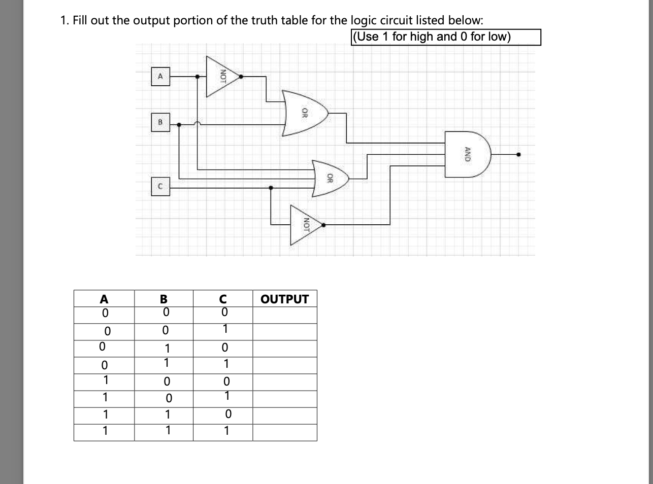 Solved Logic DiagramFill out the output portion of the truth | Chegg.com