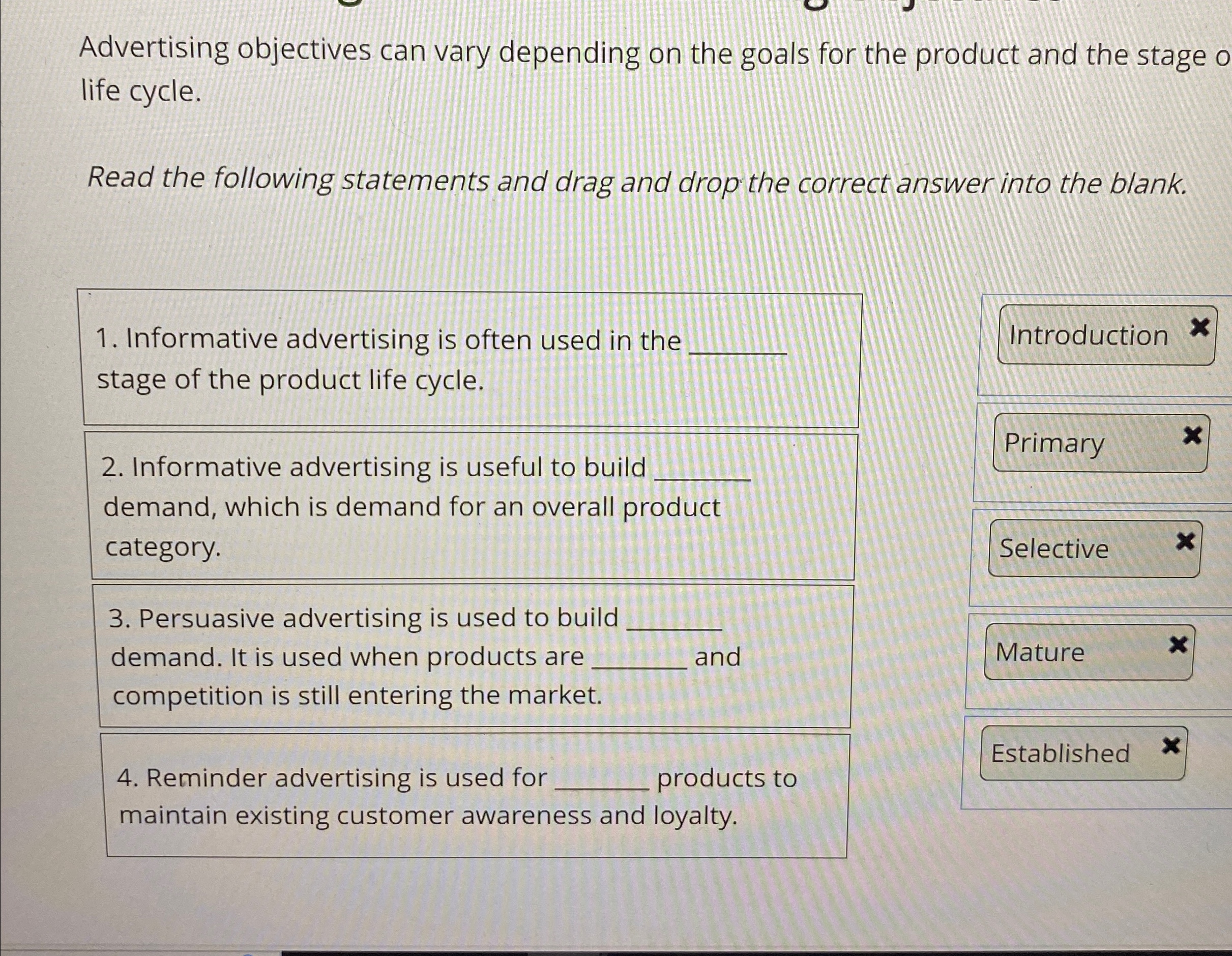 Solved Advertising objectives can vary depending on the | Chegg.com
