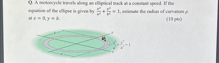 Solved Q. A motorcycle travels along an elliptical track at | Chegg.com