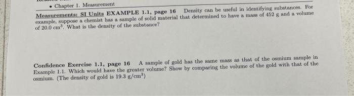 Solved - Chapter 1. Measurement Measurements: SI Units EXA | Chegg.com
