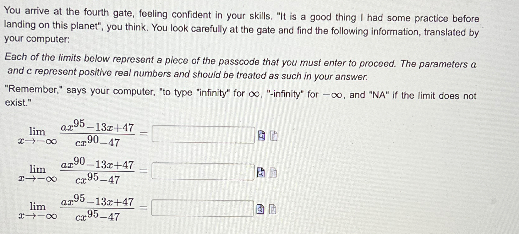 Solved You arrive at the fourth gate, feeling confident in | Chegg.com