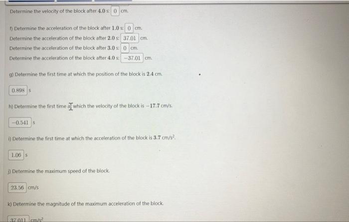 Solved A block attached to the end of a spring moves in | Chegg.com
