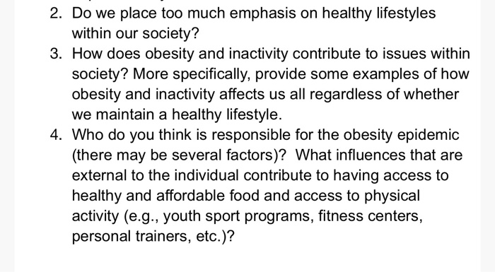 Solved 2. Do we place too much emphasis on healthy | Chegg.com