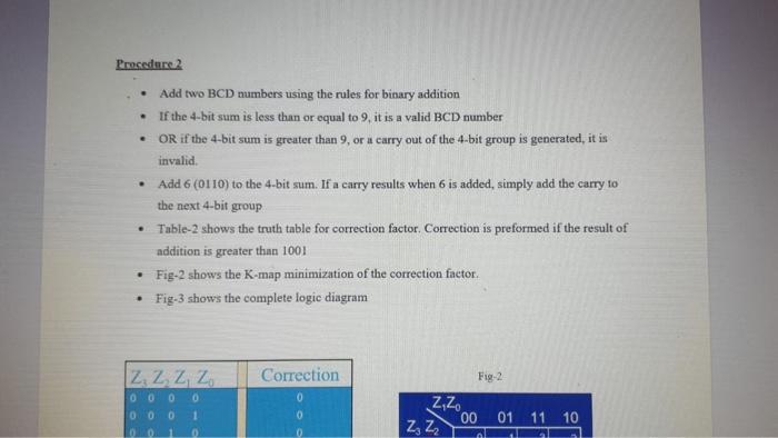Solved Prosedure2 . Add two BCD numbers using the rules for | Chegg.com