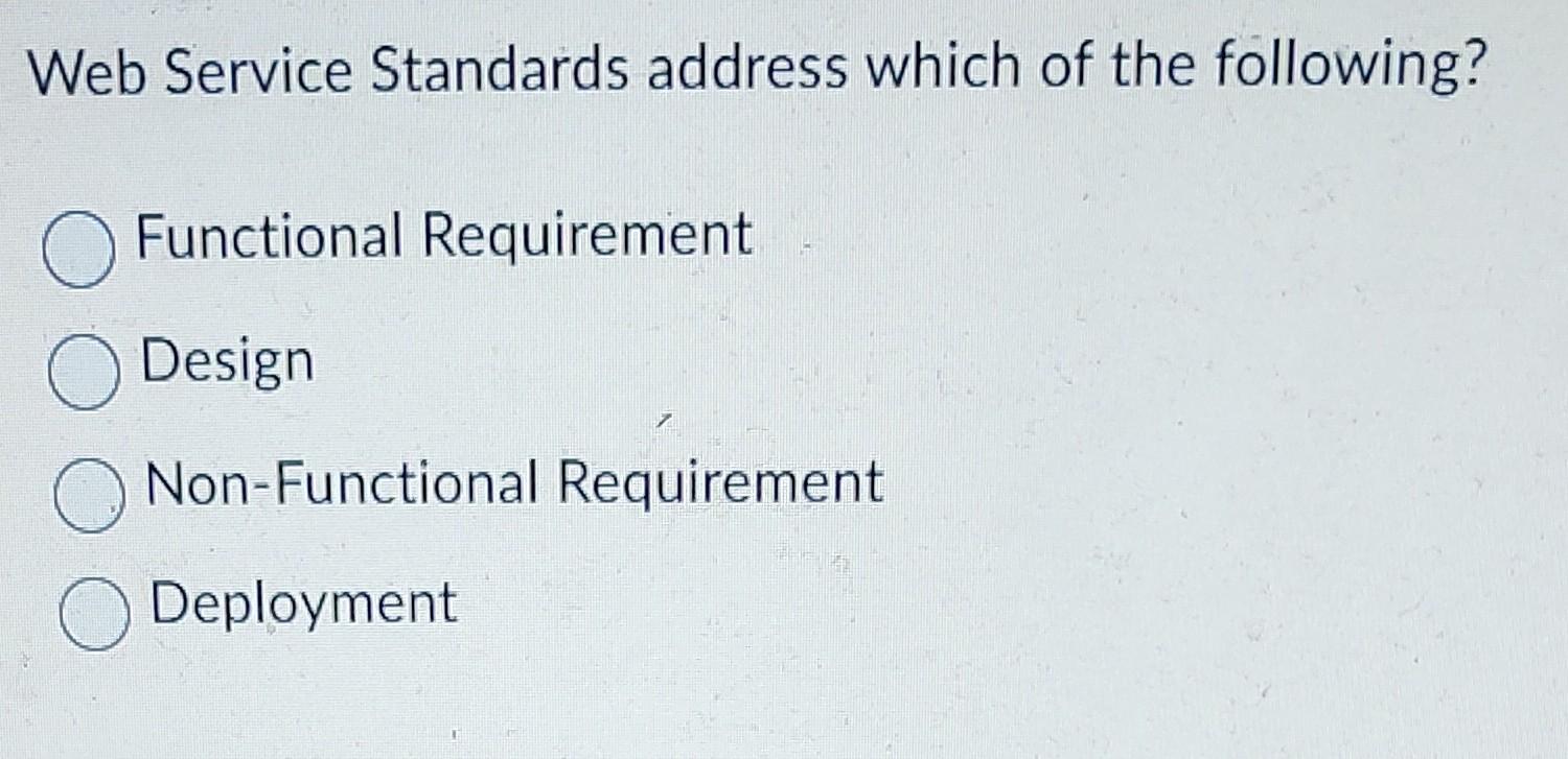 Solved Web Service Standards address which of the following? | Chegg.com