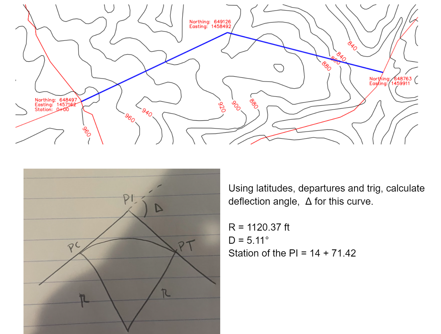Solved Using latitudes, departures and trig, | Chegg.com