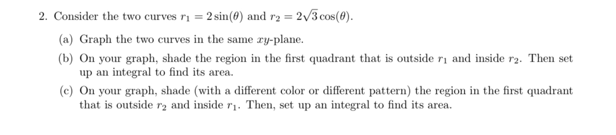 Solved Consider the two curves r1=2sin(θ) ﻿and | Chegg.com