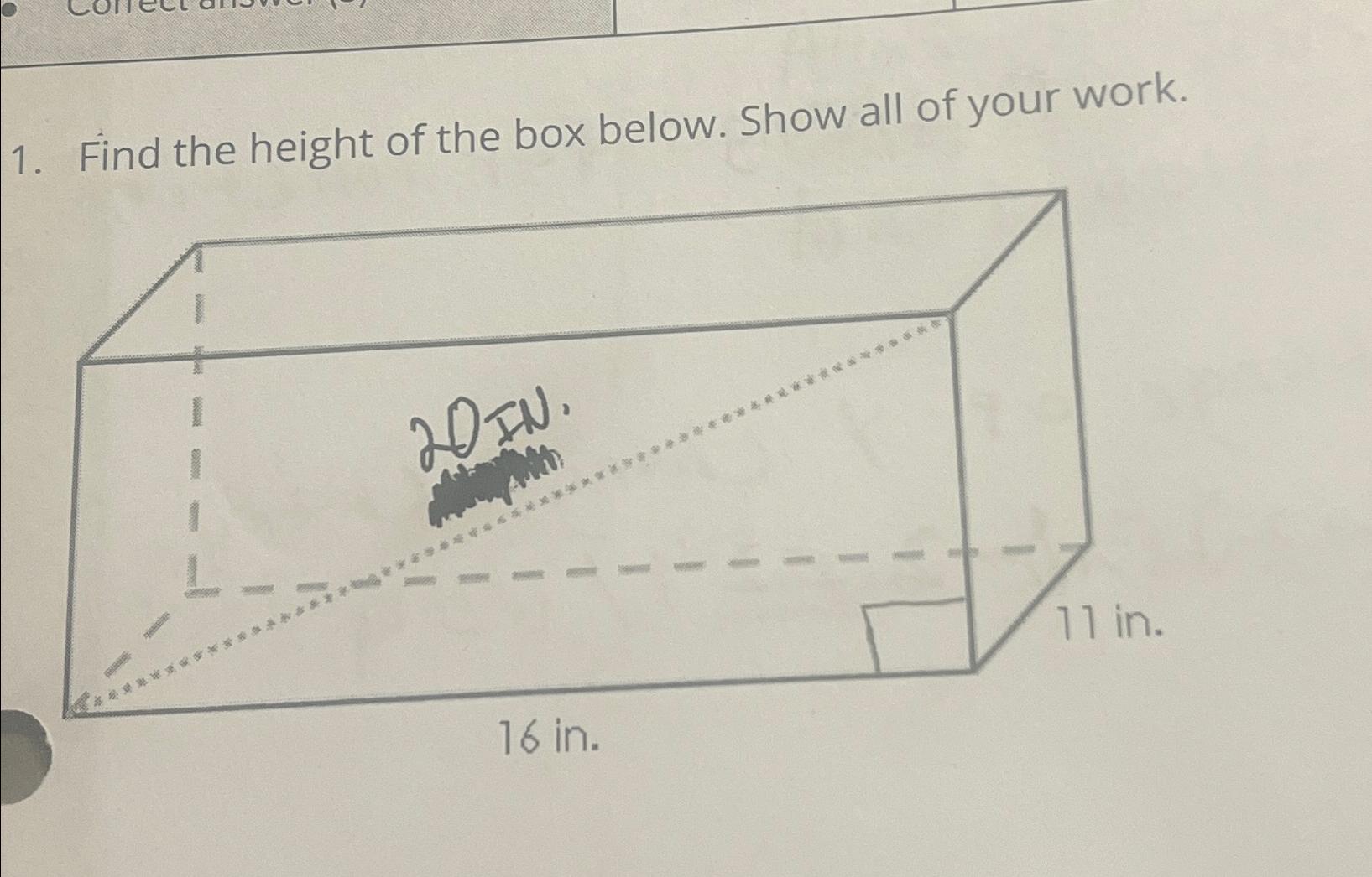 Solved Find the height of the box below. Show all of your | Chegg.com