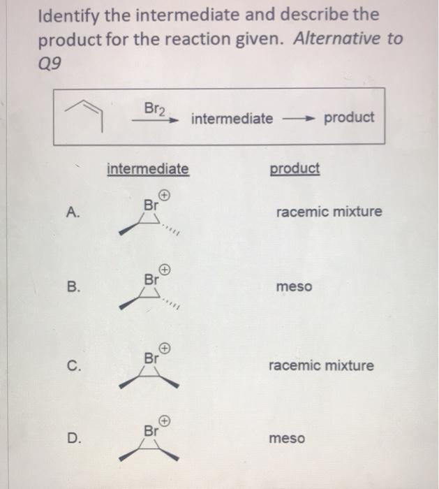 Solved Identify the intermediate and describe the product | Chegg.com