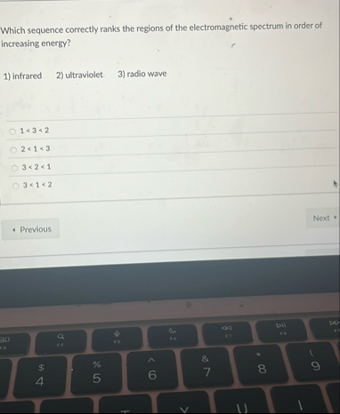 Solved Which sequence correctly ranks the regions of the | Chegg.com