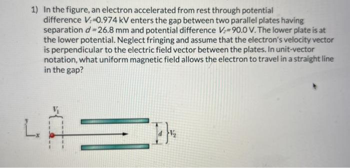 Solved 1 In The Figure An Electron Accelerated From Rest