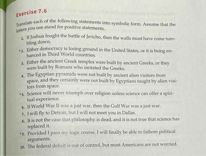 Solved Translate each of the following statements into | Chegg.com