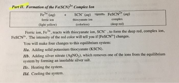 Solved For 11a - adding KSCN caused soln to change to a deep | Chegg.com