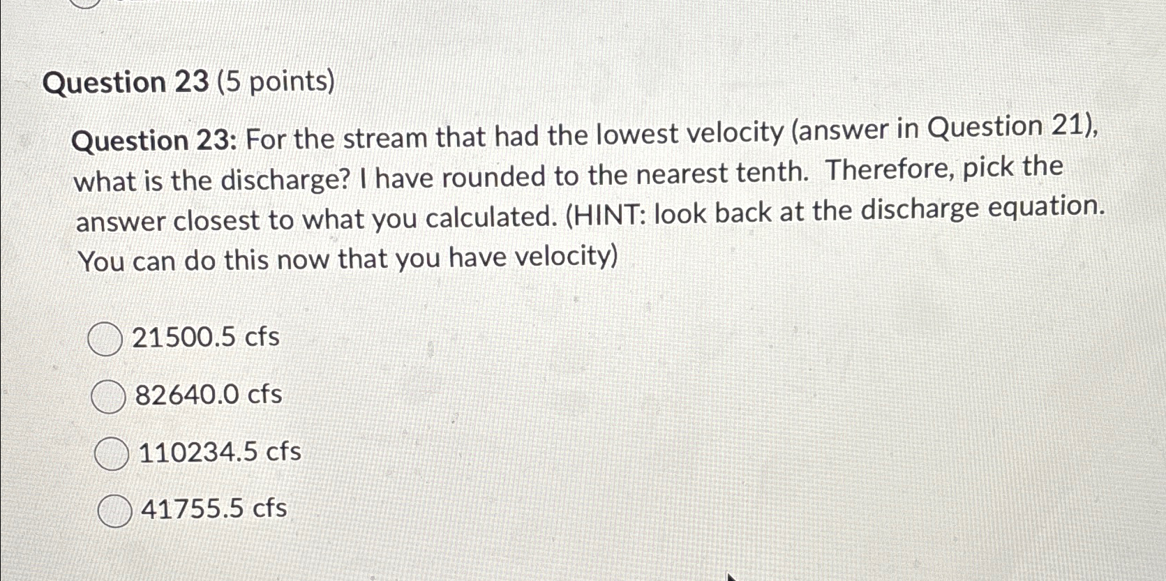 Solved Question 23 (5 ﻿points)Question 23: For the stream | Chegg.com