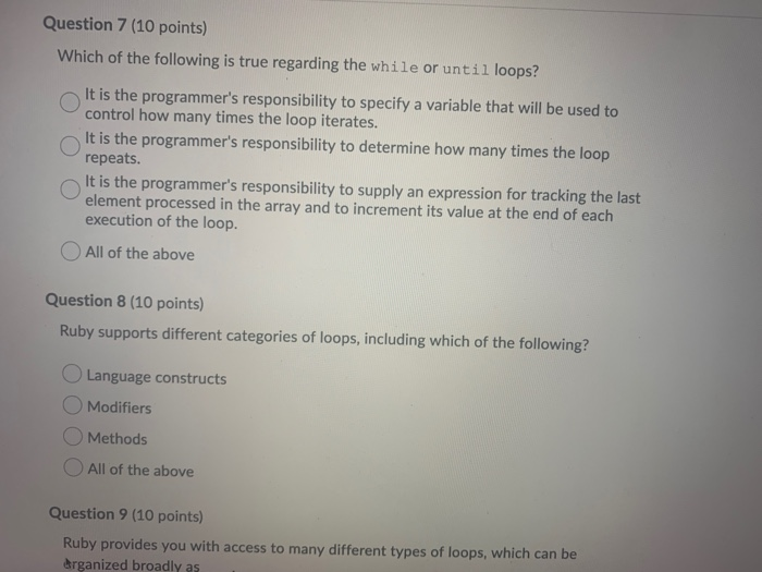 Solved Question 7 (10 points) Which of the following is true | Chegg.com