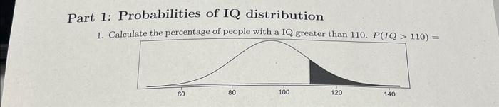 Part 1: Probabilities of IQ distribution 1. Calculate | Chegg.com