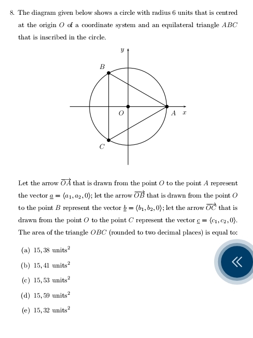 Solved The diagram given below shows a circle with radius 6 | Chegg.com