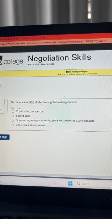 Solved The basic element(s) of etfective negotiation design | Chegg.com