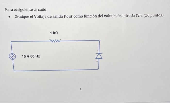 Para el siguiente circuito • Grafique el Voltaje de | Chegg.com