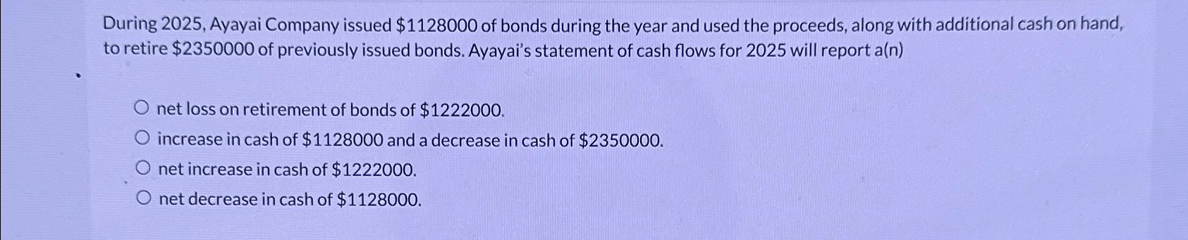Solved During 2025, ﻿Ayayai Company issued $1128000 ﻿of | Chegg.com