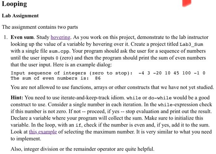 Solved The assignment contains two parts 1. Even sum. Study | Chegg.com