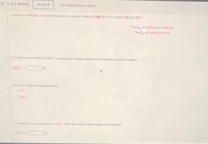 Solved A solution of Na2CO3 is added dropwise to a solution | Chegg.com