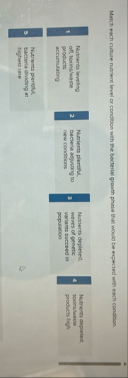 Solved Match each culture nutrient level or condition with | Chegg.com