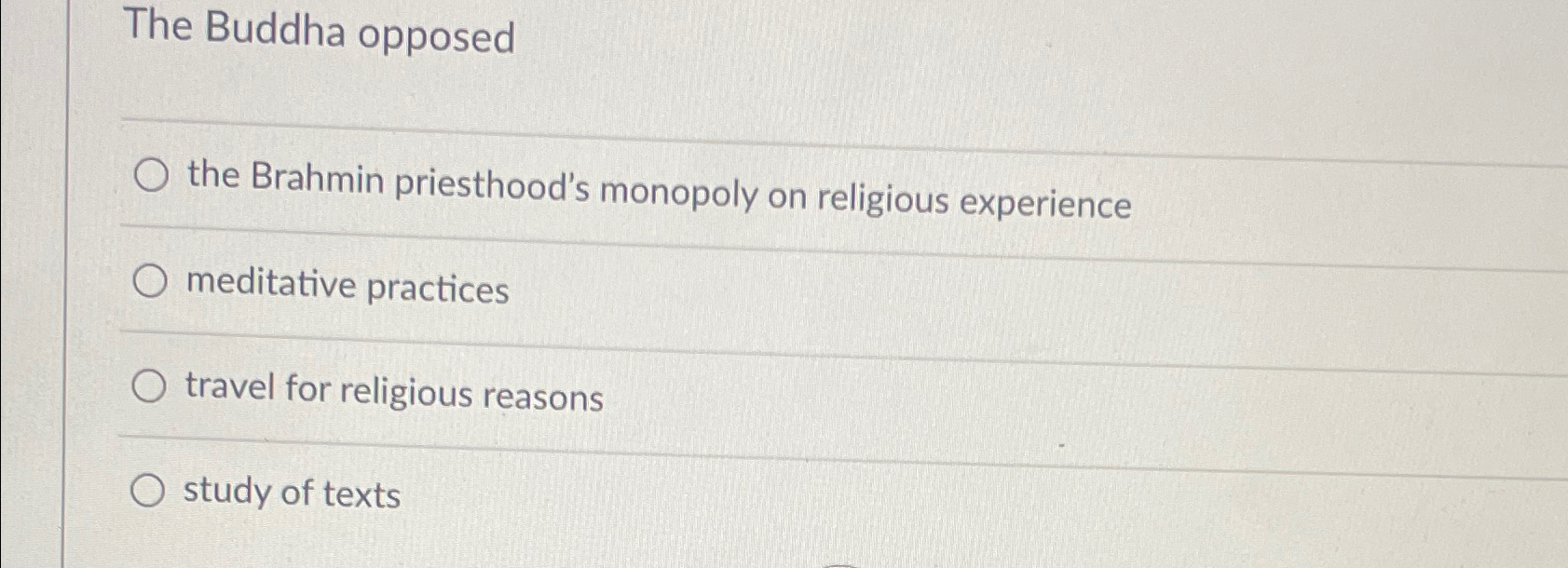 Solved The Buddha opposedthe Brahmin priesthood's monopoly | Chegg.com