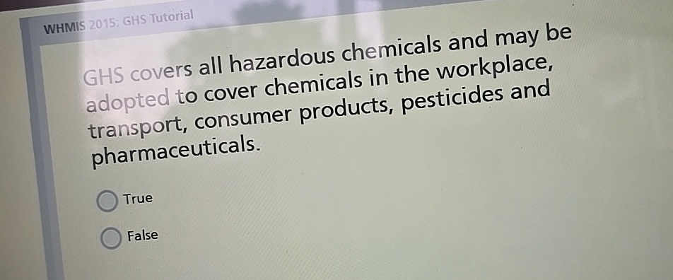 Solved WHMIS 2015: GHS TutorialGHS covers all hazardous | Chegg.com