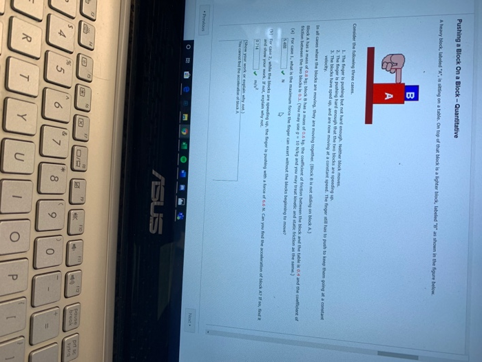 Solved Pushing a Block On a Block - Quantitative A heavy | Chegg.com